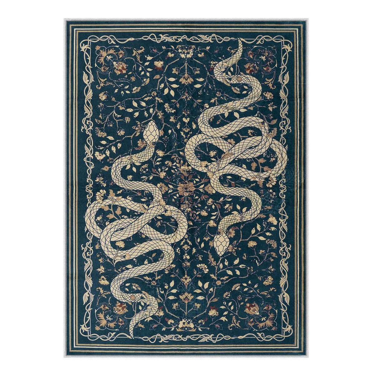 Washable Blue Mystical Snake Rug | Serpente Gothic Style - Lahome