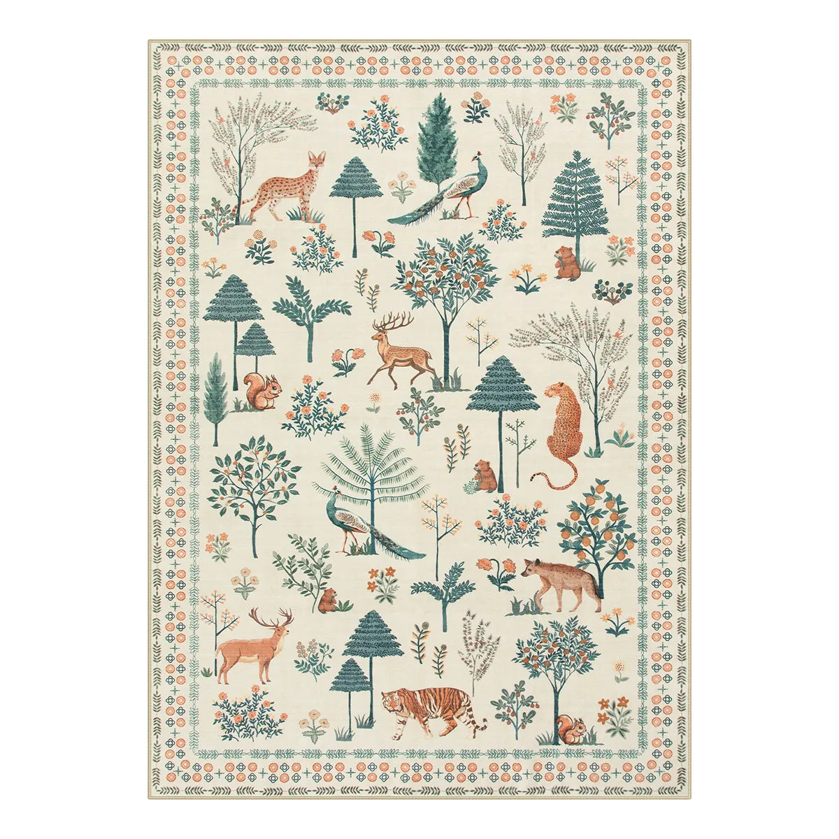 Cora Modern Vibrant Jungle Animals Beige Area Rug - Lahome