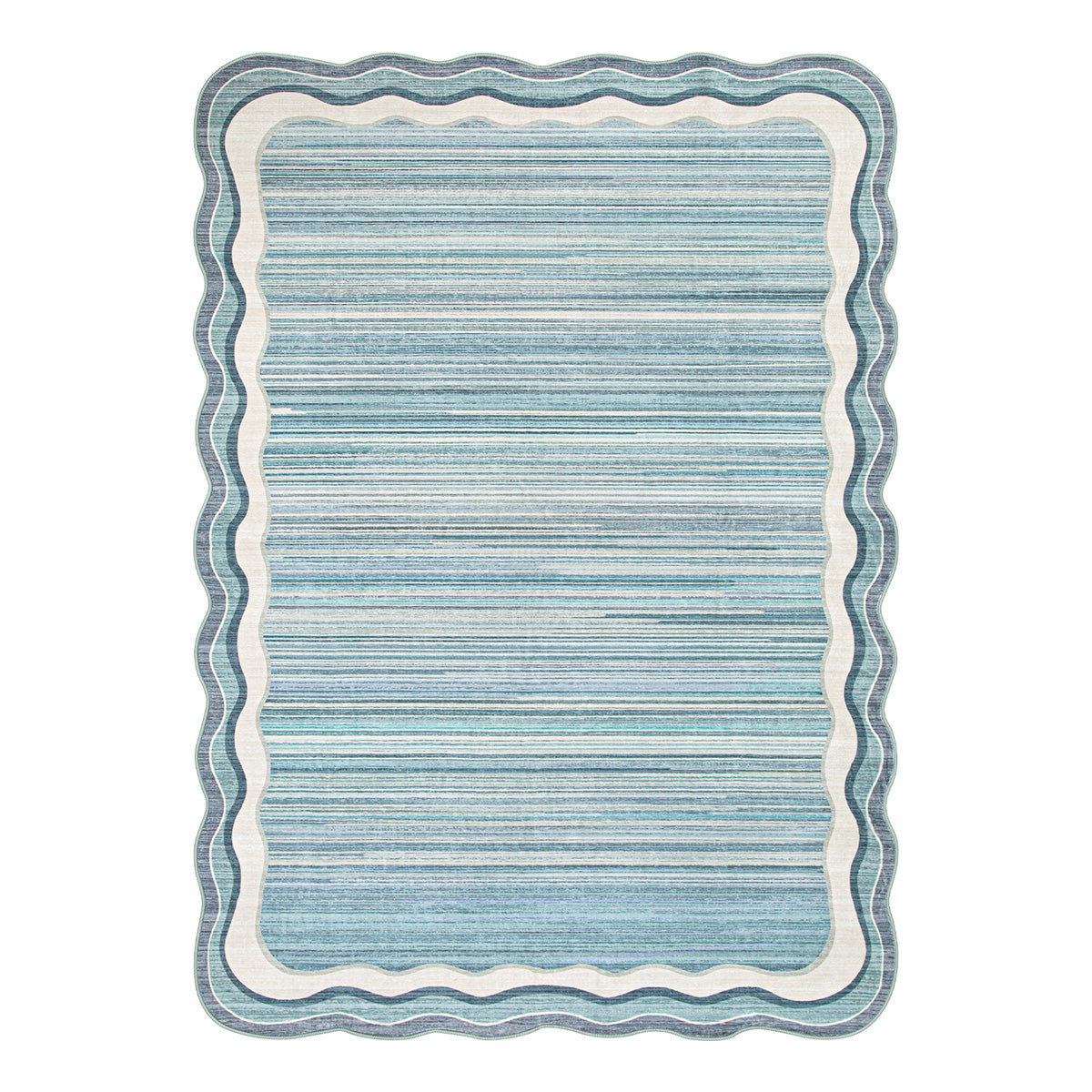 Estelle Modern Abstract Bordered Blue Irregular Area Rugs - Lahome