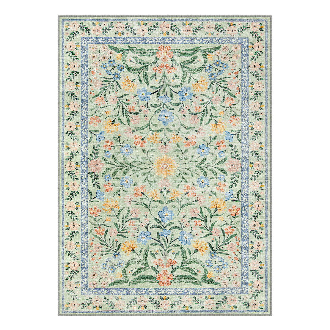 Sylvie Boho Modern Parisian Garden Green Floral Area Rug - Lahome