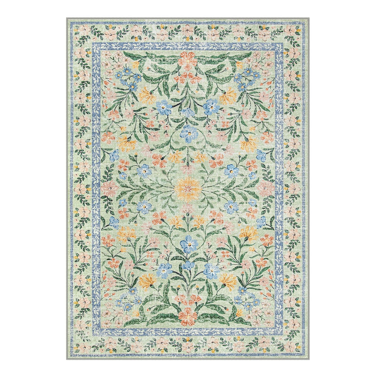 Sylvie Boho Modern Parisian Garden Green Floral Area Rug - Lahome
