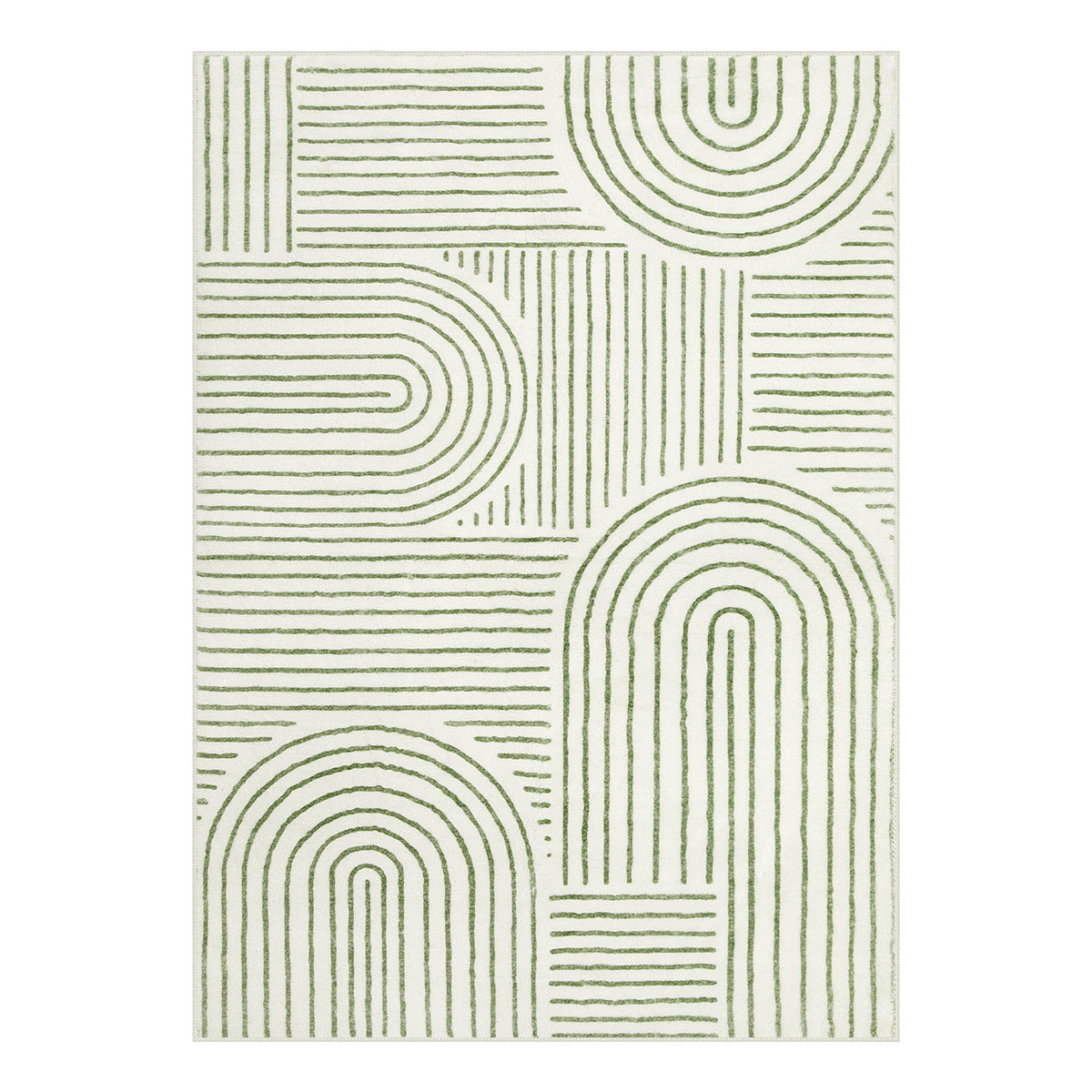 Darrell Abstract Rainbow Stripe Green/White Area Rug - Lahome