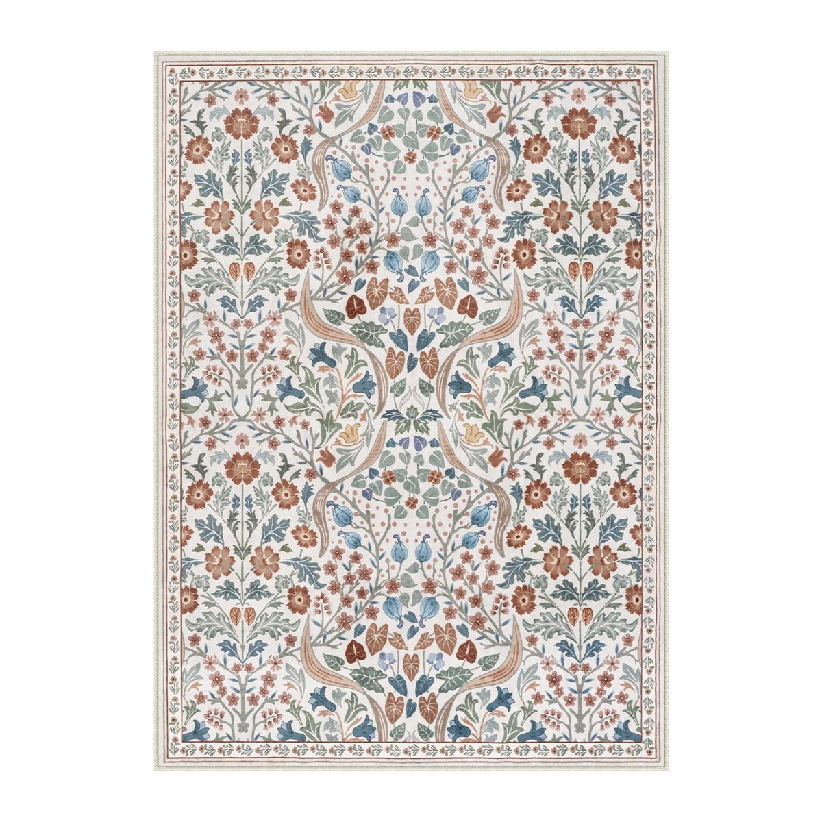 Claude Maximalism Vibrant Blossom Floral Beige Area Rug - Lahome
