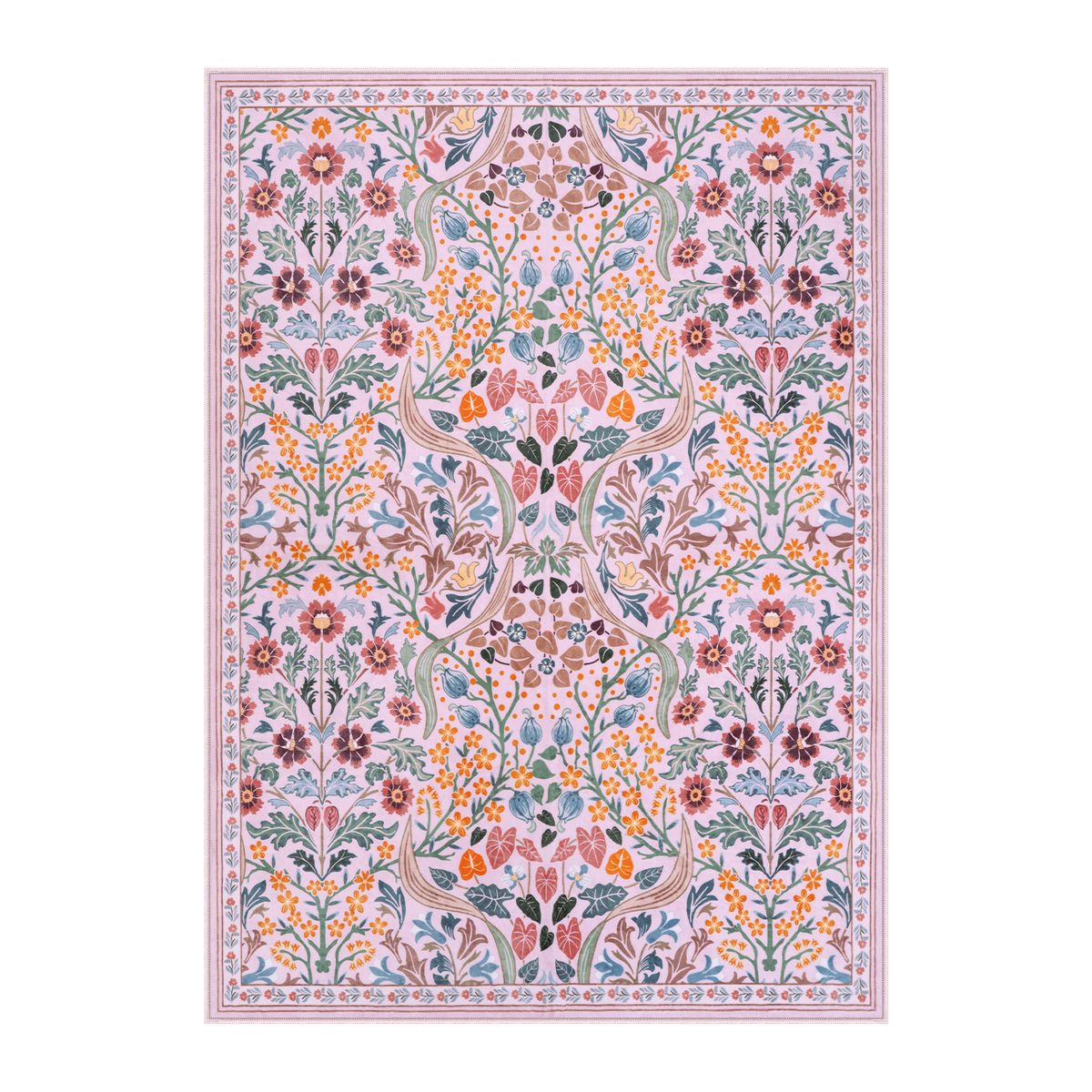 Clearance Claude Maximalism Vibrant Blossom Floral Pink Area Rug - Lahome