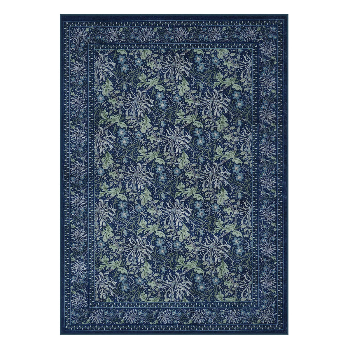 Arbore Washable Boho Vintage Floral Blue Rug - Lahome