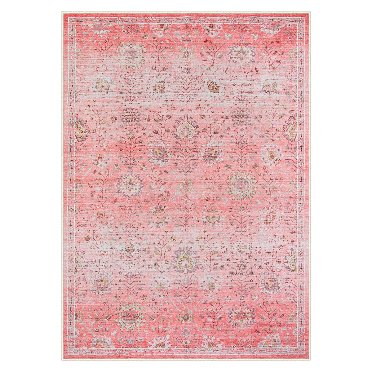 Flavie Dark Pink Boho Floral Aesthetic Rugs - Lahome