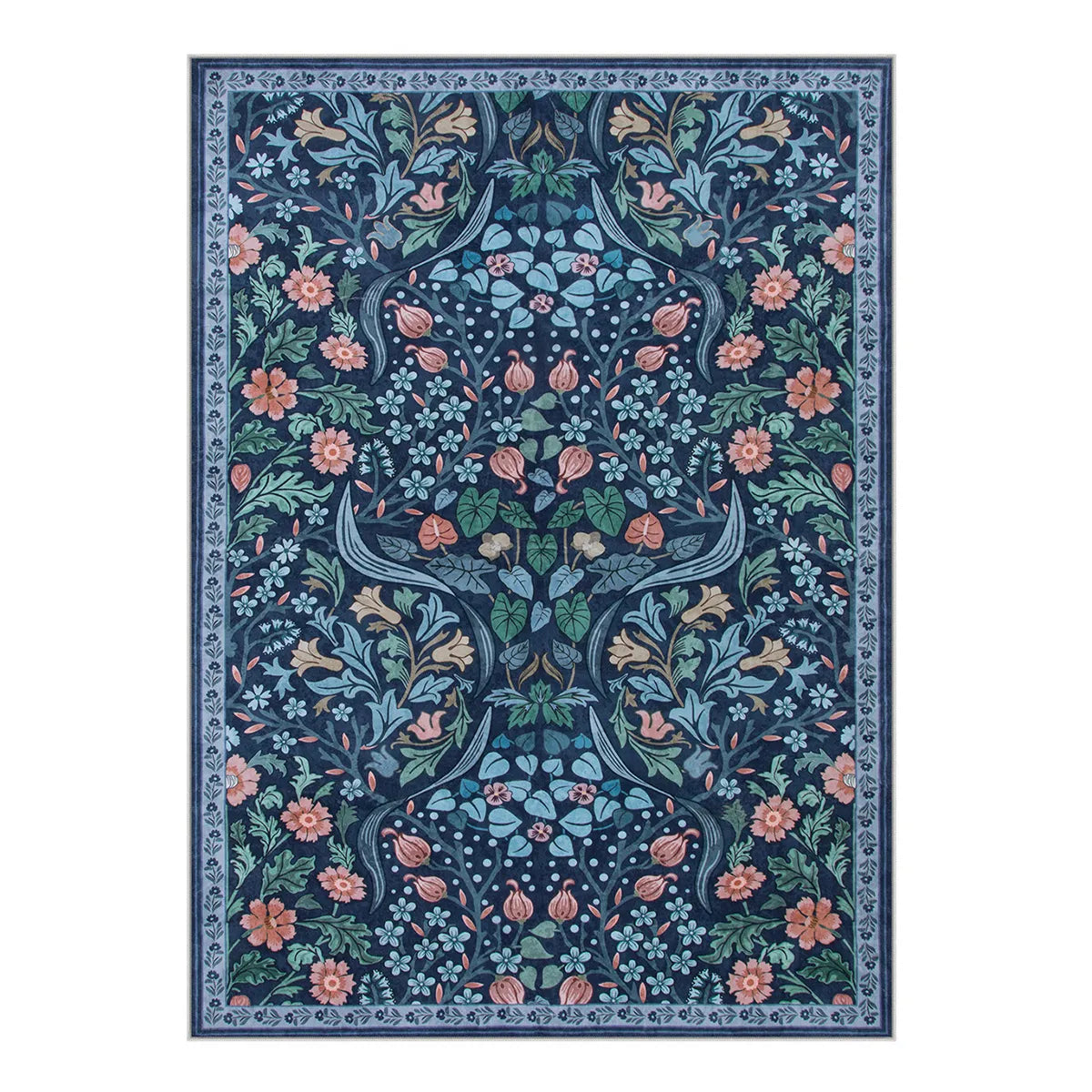 Claude Maximalism Vibrant Blossom Floral Blue Rug - Lahome