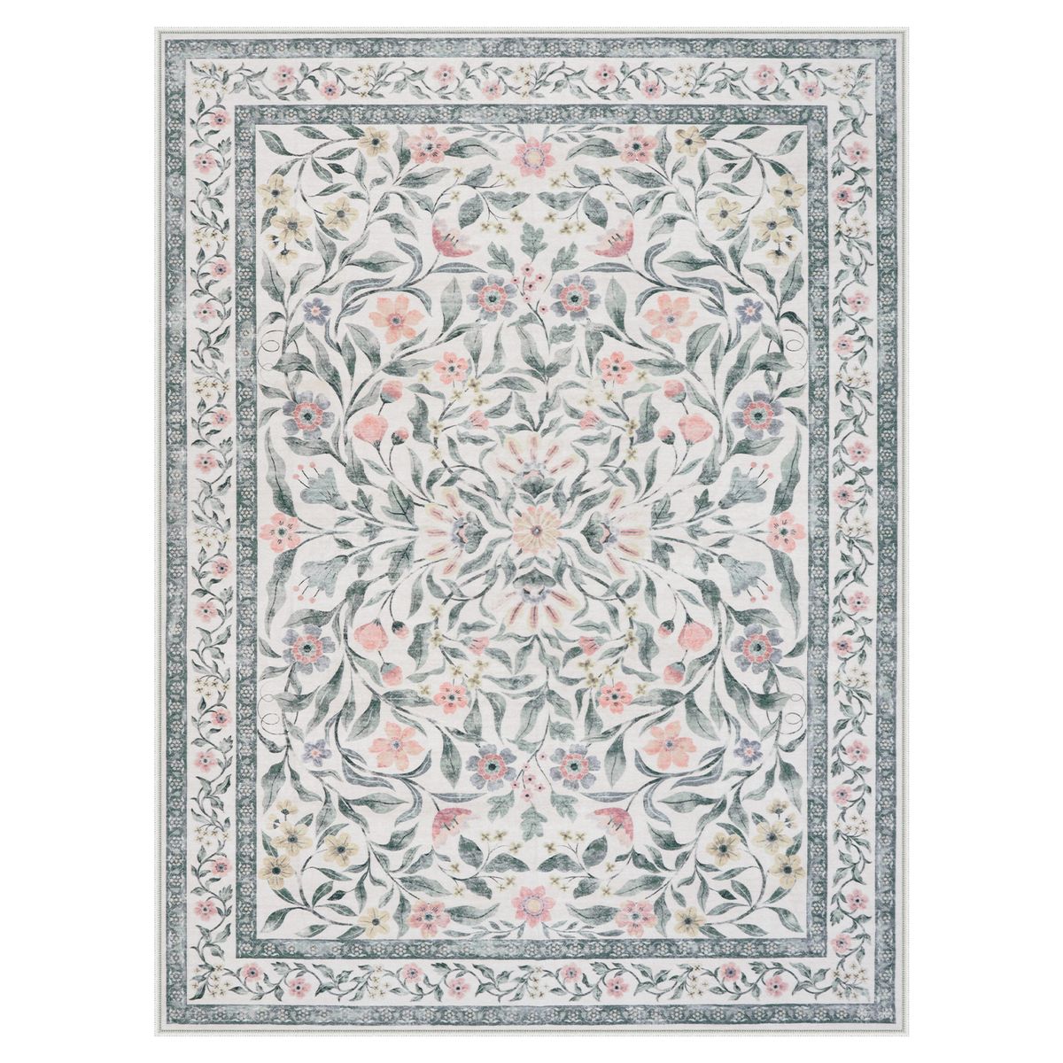 Mavis Modern Parisian Garden Floral Beige Area Rug - Lahome