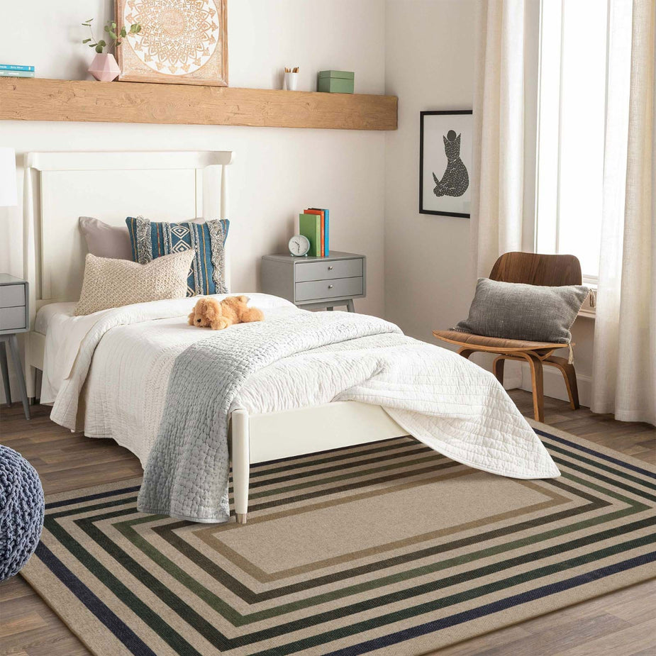 Modern Geometric Neutral Easy-Jute Rug with Border | Lahome